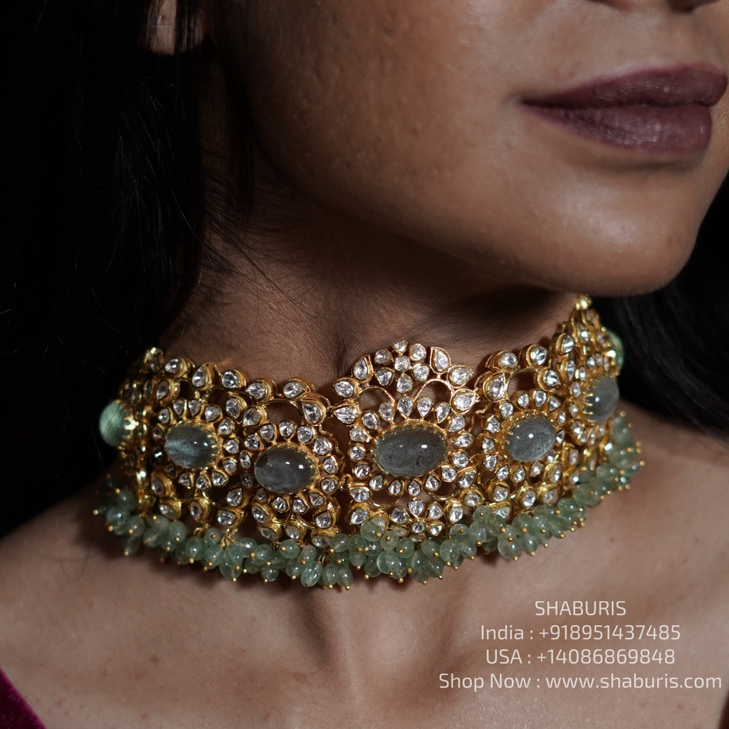 Polki necklace Pure Silver jewelry Indian diamond Necklace SHABURIS Nihira