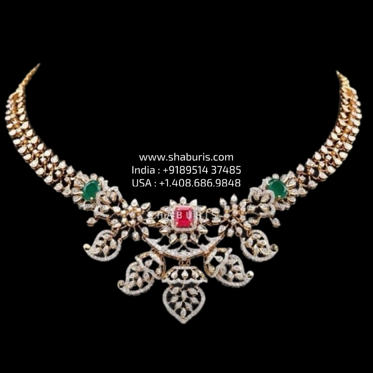 Diamond necklace silver necklace 925 silver with 22k gold plated - SHA ...