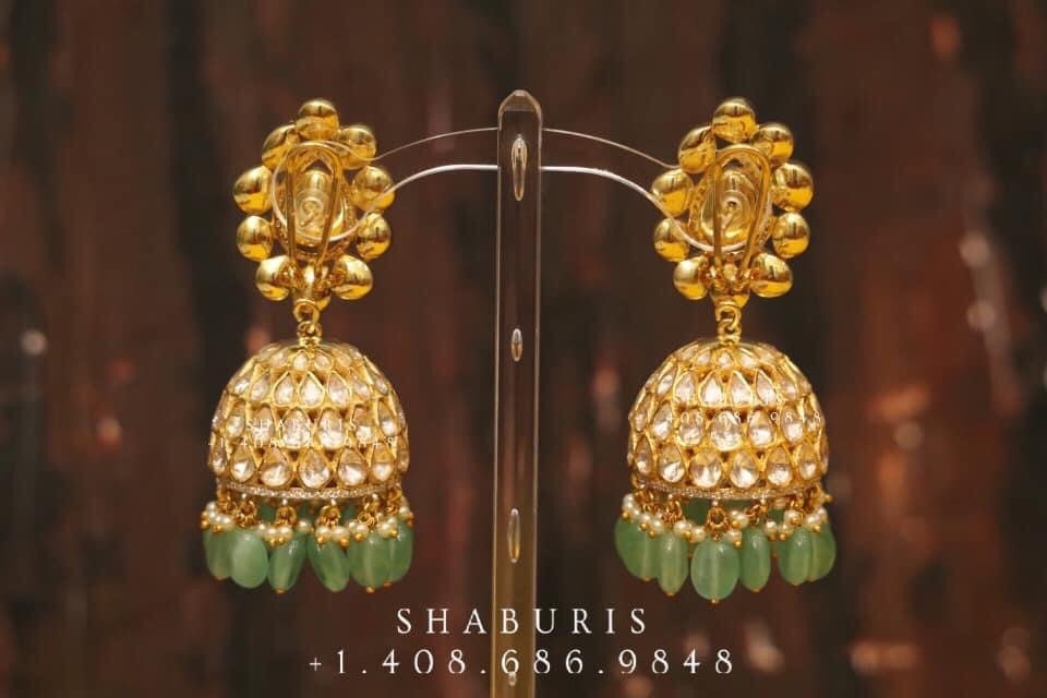 Polki Diamond Buttalu polki Diamond Jhumka Jewelry South Indian Jewelr Nihira