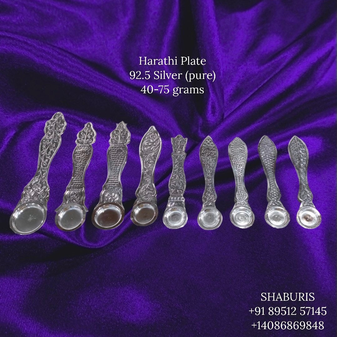 Pure Silver harathi plate,Pure silver articles indian,indian pooja sam ...